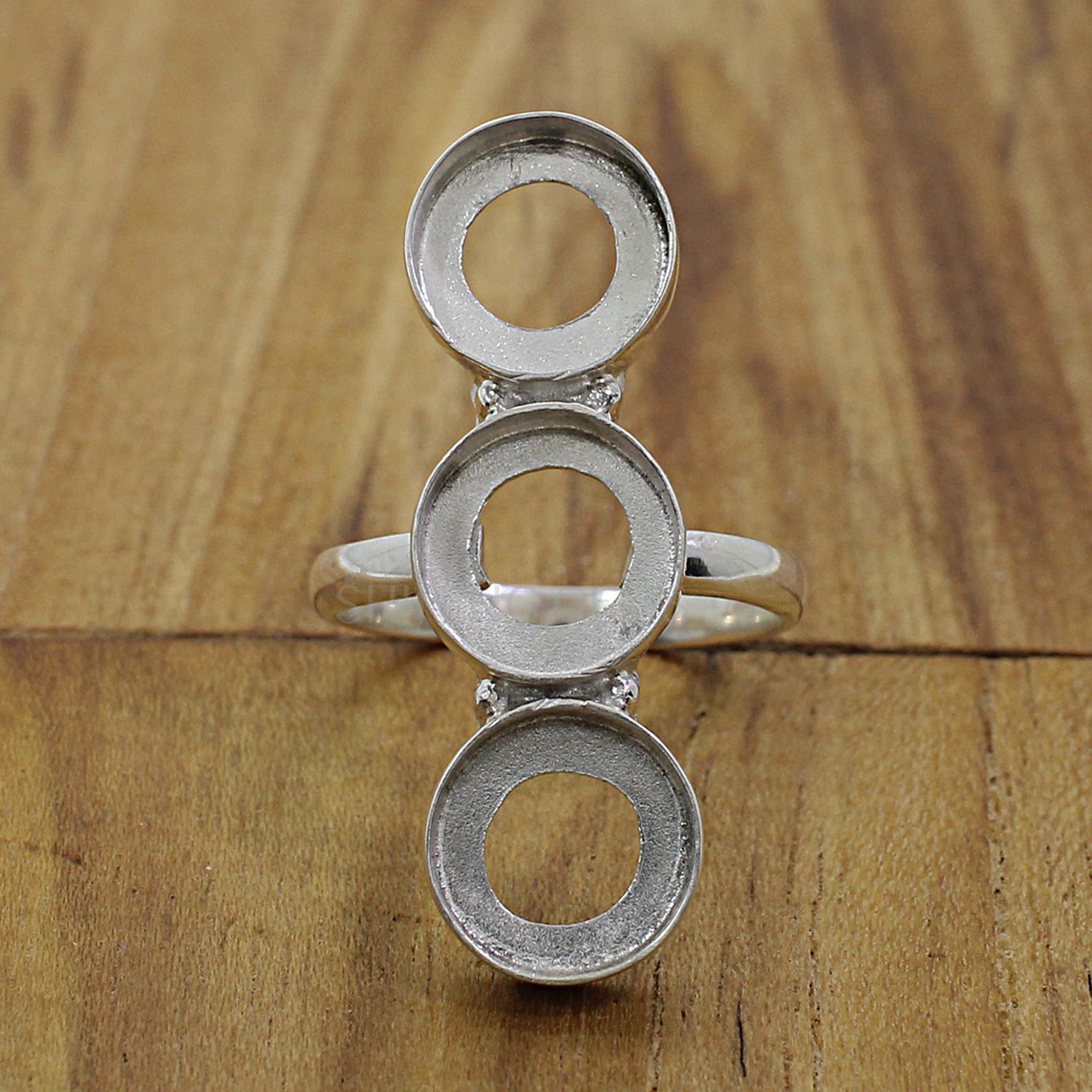 925 Sterling Solid Silver Ring Collet 10 Mm Round Three - Etsy