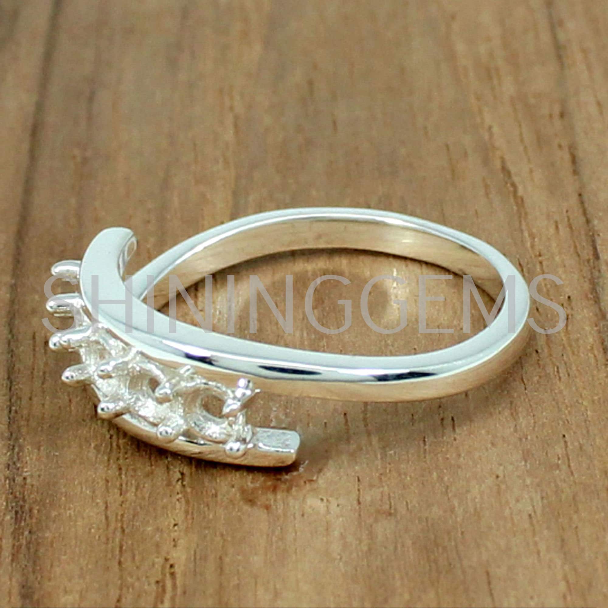 925 Sterling Solid Silver Ring Collet 2.5 Mm 5 Stone Round - Etsy