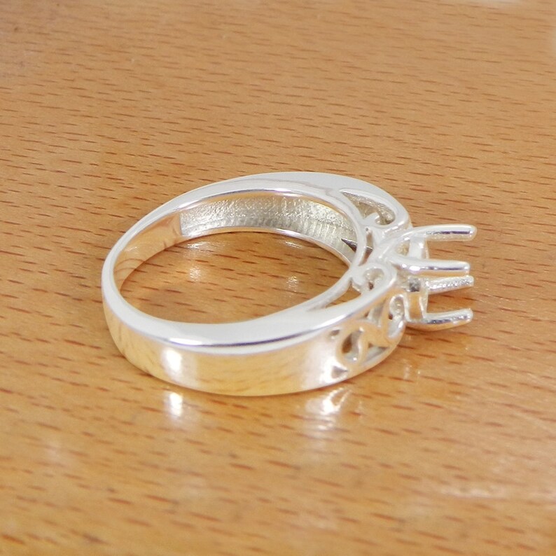 925 sterling solid silver ring collet 6 mm round cut gemstone | Etsy