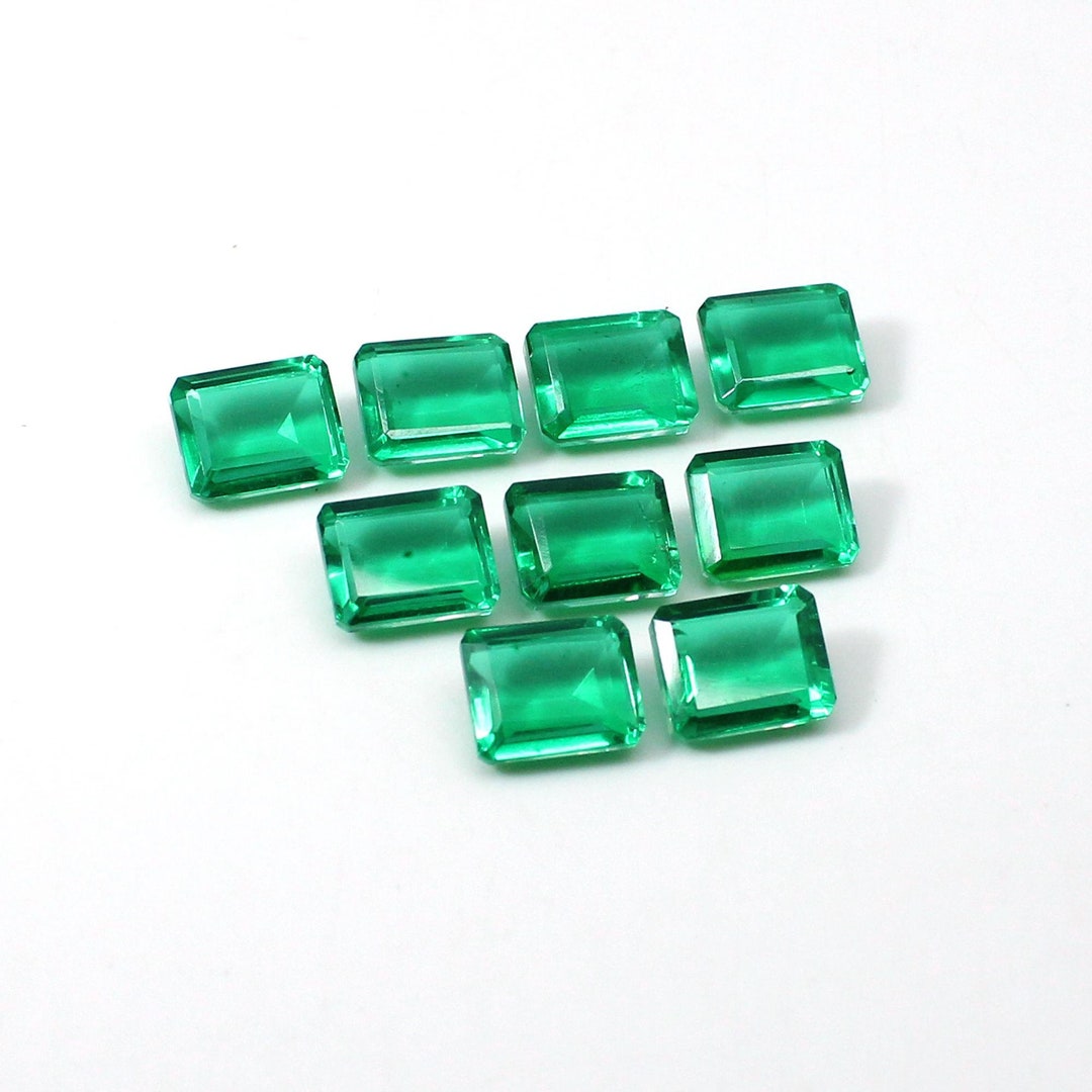 Emerald Green Doublet Quartz Calibrated Faceted Semi Precious Stone AA ...