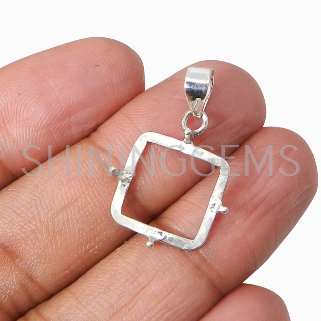 925 Sterling Silver Pendant Collet 3 X 3 Mm to 40 X 40 Mm Square ...