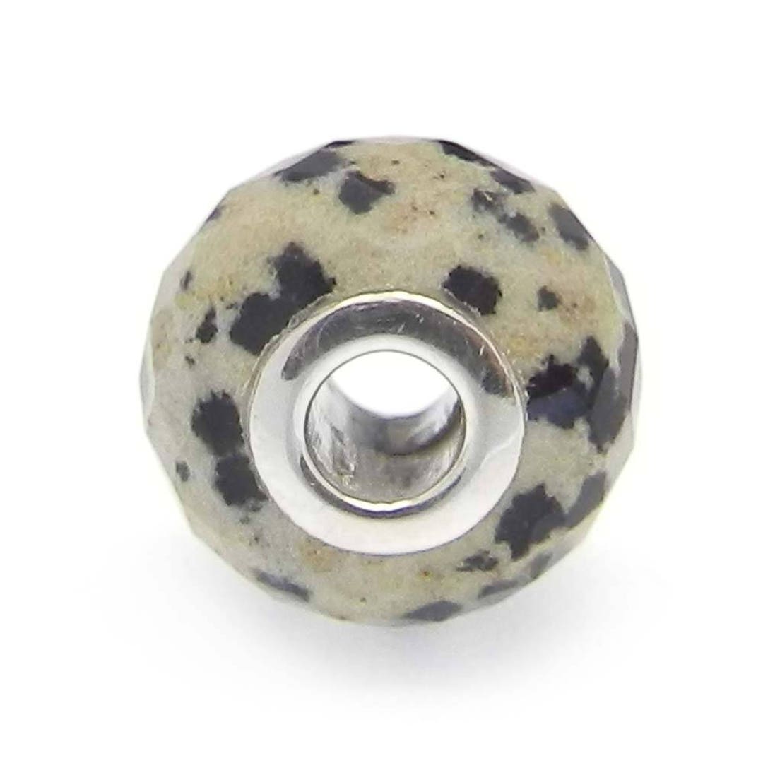 Dalmatian Jasper Bead: 925 Silver Core European Charm - Etsy
