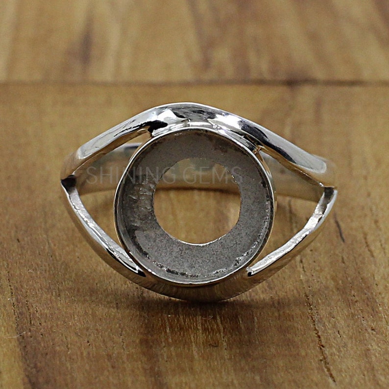 925 Sterling Solid Silver Ring Collet 10 Mm Round Gemstone - Etsy