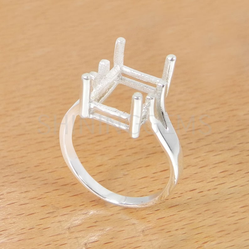 925 Sterling Solid Silver Ring Collet 10 X 8 Mm Octagon Cut - Etsy UK