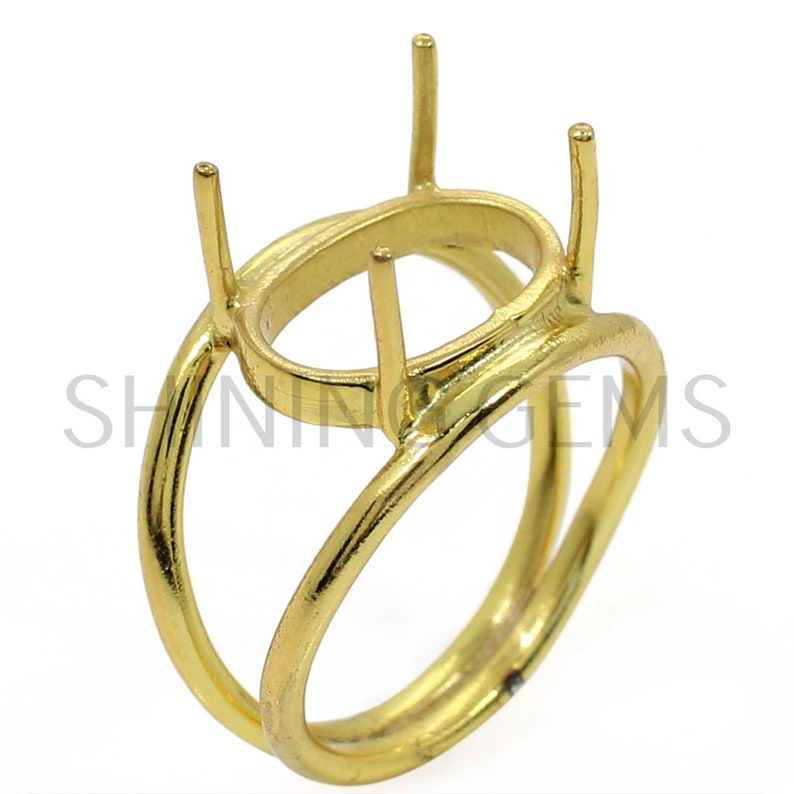 925 Sterling Silver Ring Collet 14 X 10 Mm Oval Stone Prong - Etsy