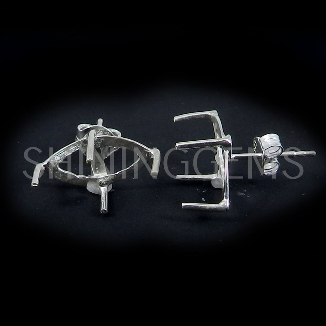 925 Sterling Silber Ohrstecker Collet 6 x 3 mm bis 24 x 12 mm Marquise ...