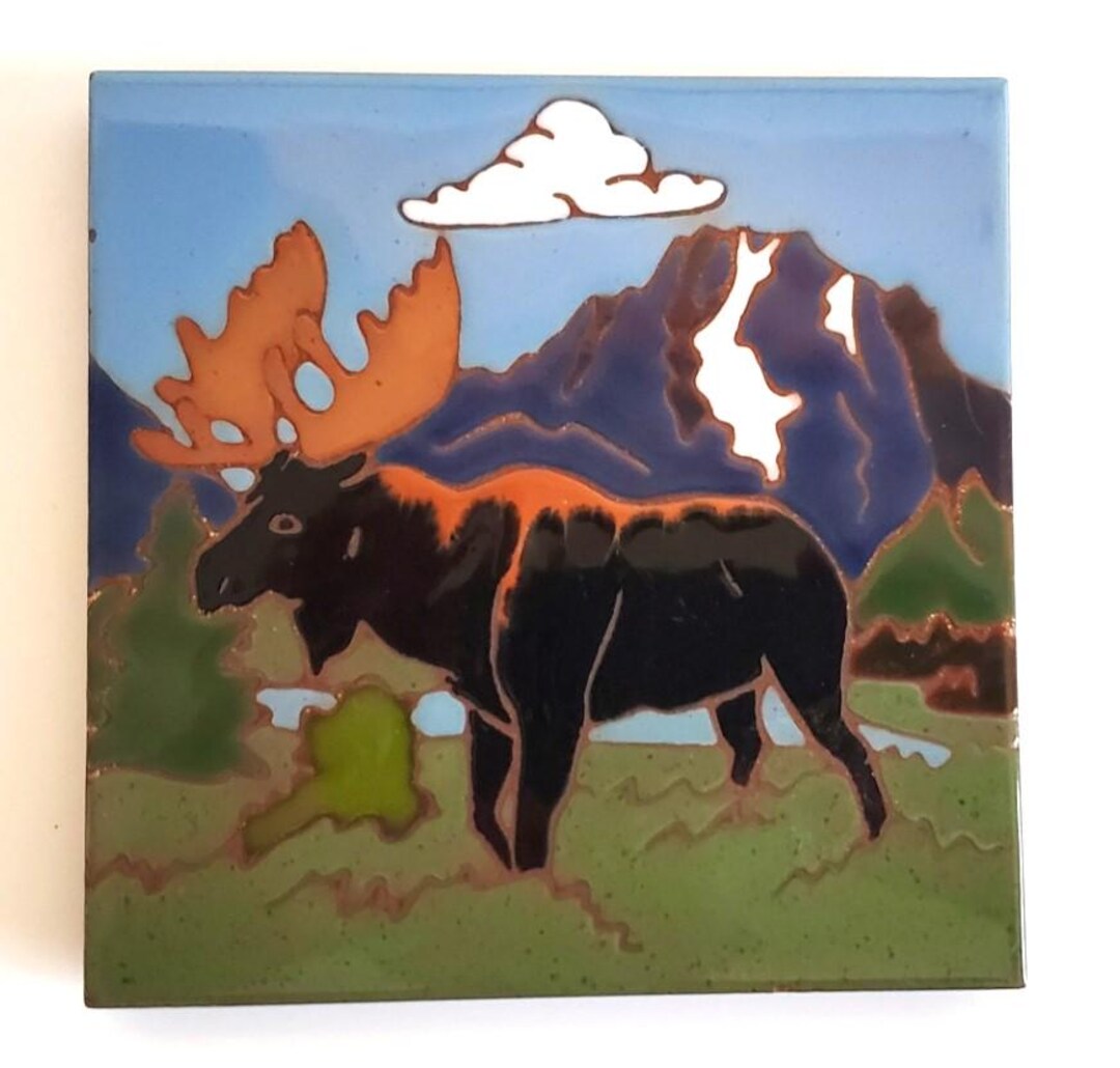Colorful Whipple and Sibley Moose Art Tile - Etsy