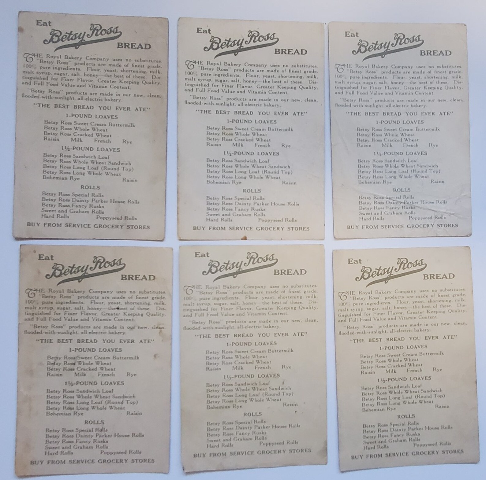 Vintage Betsy Ross Bread Advertising Trade Cards - Etsy