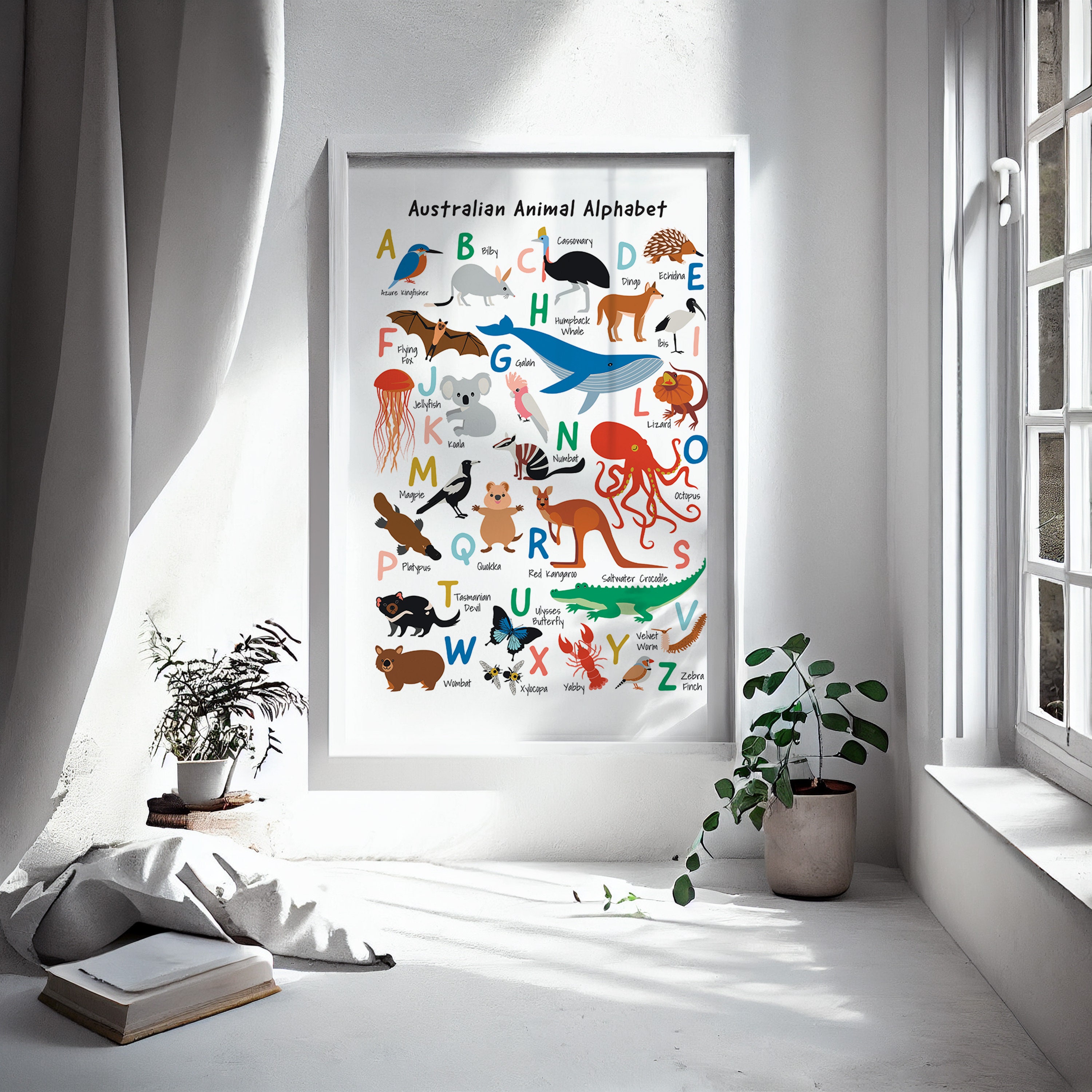 Australian Animal Alphabet Printable Wall Art for Nursery, Children ...