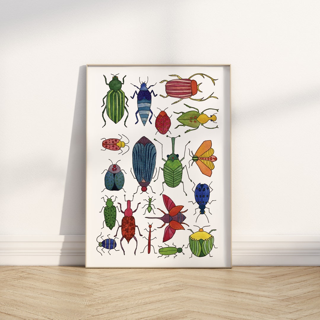 Watercolour Bugs Poster Printable Wall Art Nursery Baby Children Room ...