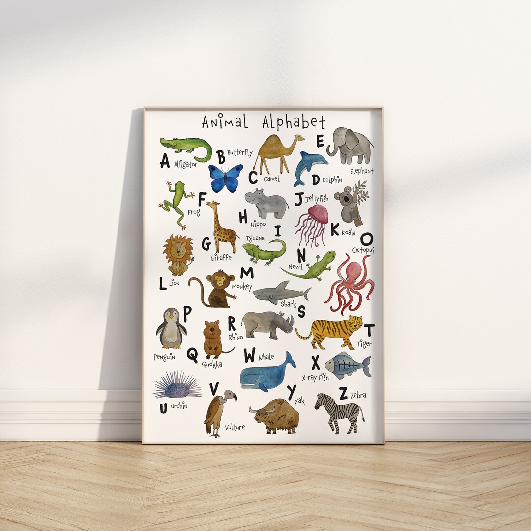 Animal Alphabet Printable Wall Art for Nursery, Children & Baby Room ...