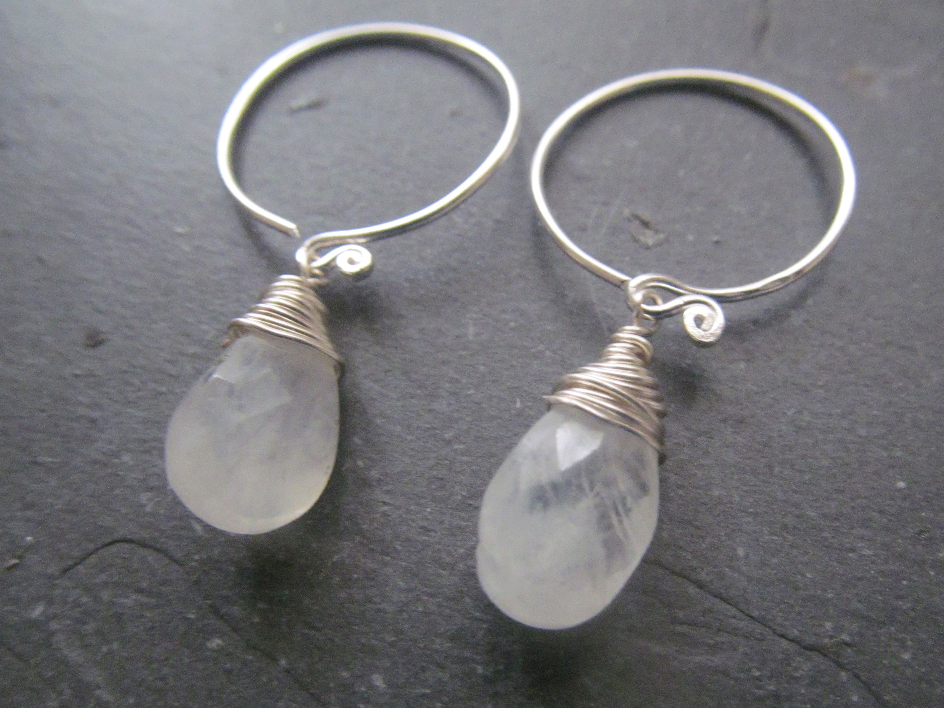 Moonstone earrings sterling silver earrings raw crystal | Etsy