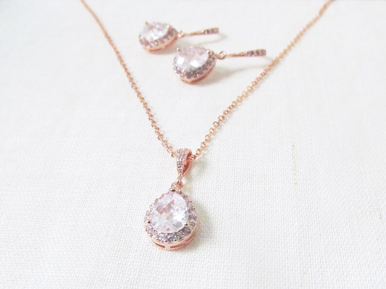 Rose Gold Jewelry Set Rose Gold Bridal Set Rose Gold - Etsy