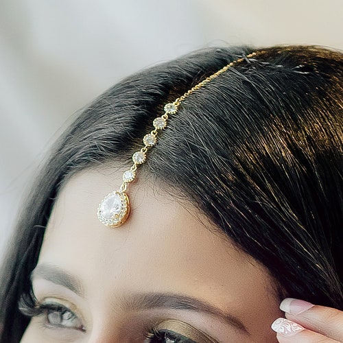 Maang Tikka Gold Matha Patti Boho Bridal Hair Jewelry - Etsy