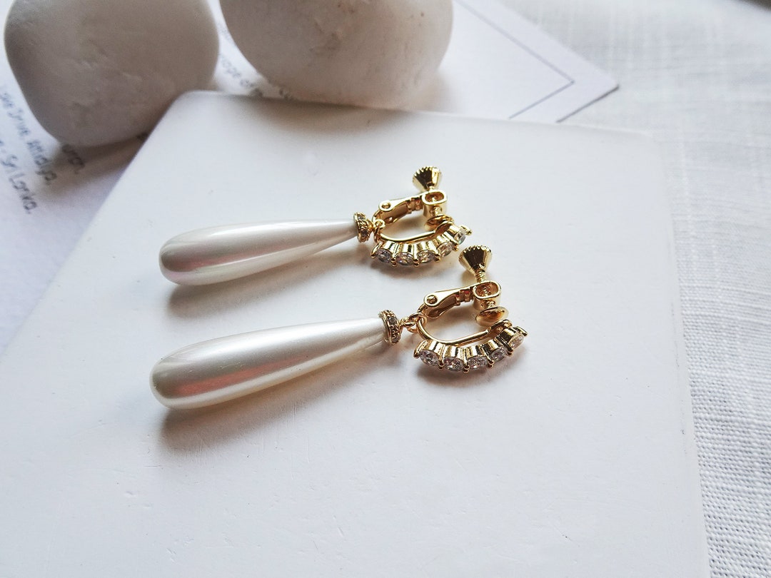 Pearl Clip on Earrings, Non Pierced Earrings, Art Deco Clip on Earrings ...