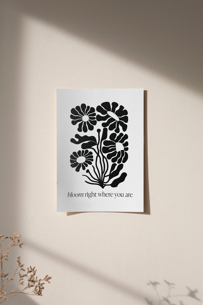 Modern Abstract Floral Art Print Flower Printable Download, Neutral ...