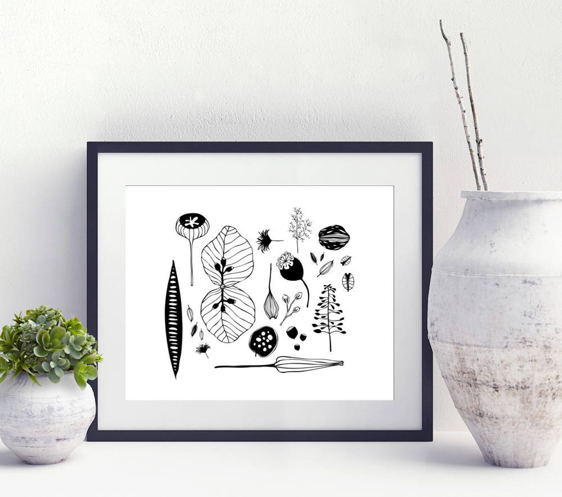 Modern Plant Print Botanical Leaf Art Print Botanical Prints - Etsy