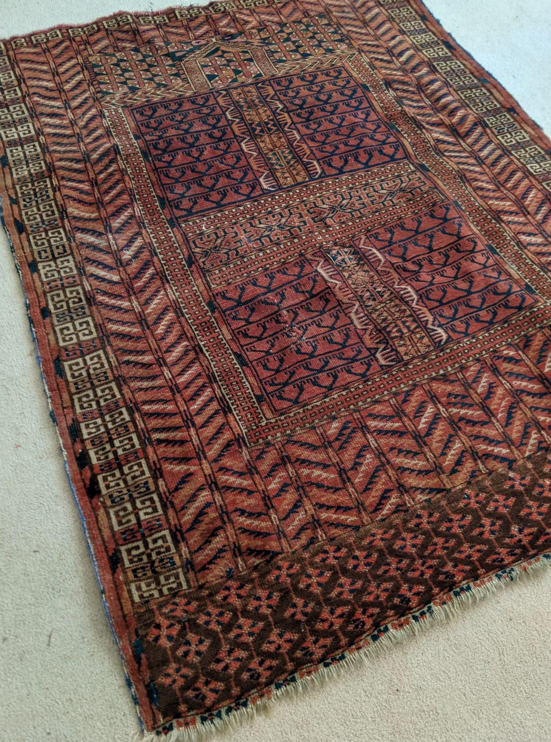 Antique TEKKE Turkmen Kurdish Rug Tribal Kilim Hand Weave Carpet 146 X ...