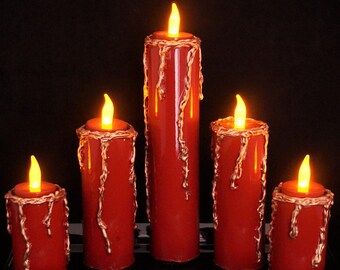Red LED Flameless Candle Set - Etsy