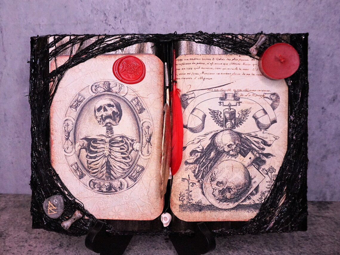 Skeleton Themed Open Spell Book - Etsy