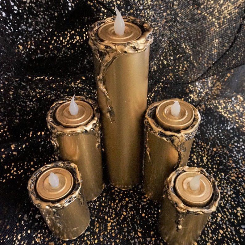 Gold LED Flameless Candle Set - Etsy