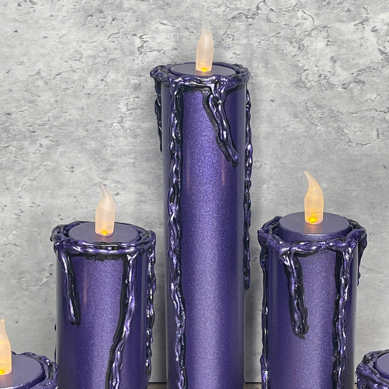 Purple LED Flameless Candle Set - Etsy