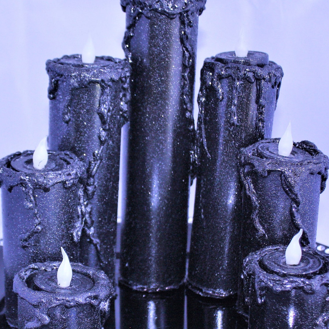 Black LED Flameless Candle Set - Etsy