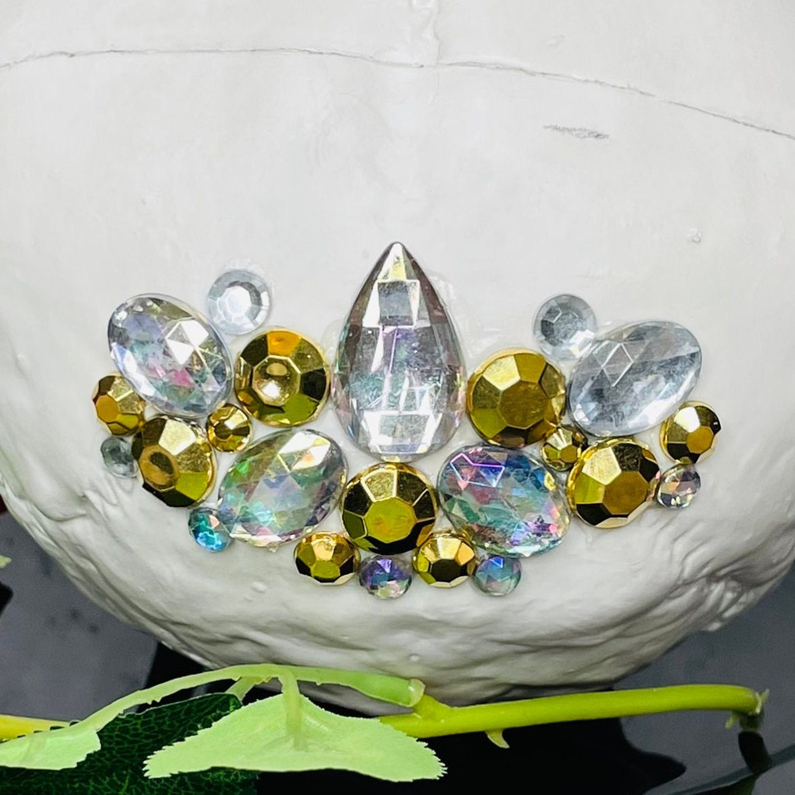 Gold and Clear Crystal Embellished Skull Party Decoration - Etsy
