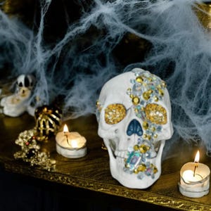 Gold and Clear Crystal Embellished Skull Party Decoration - Etsy