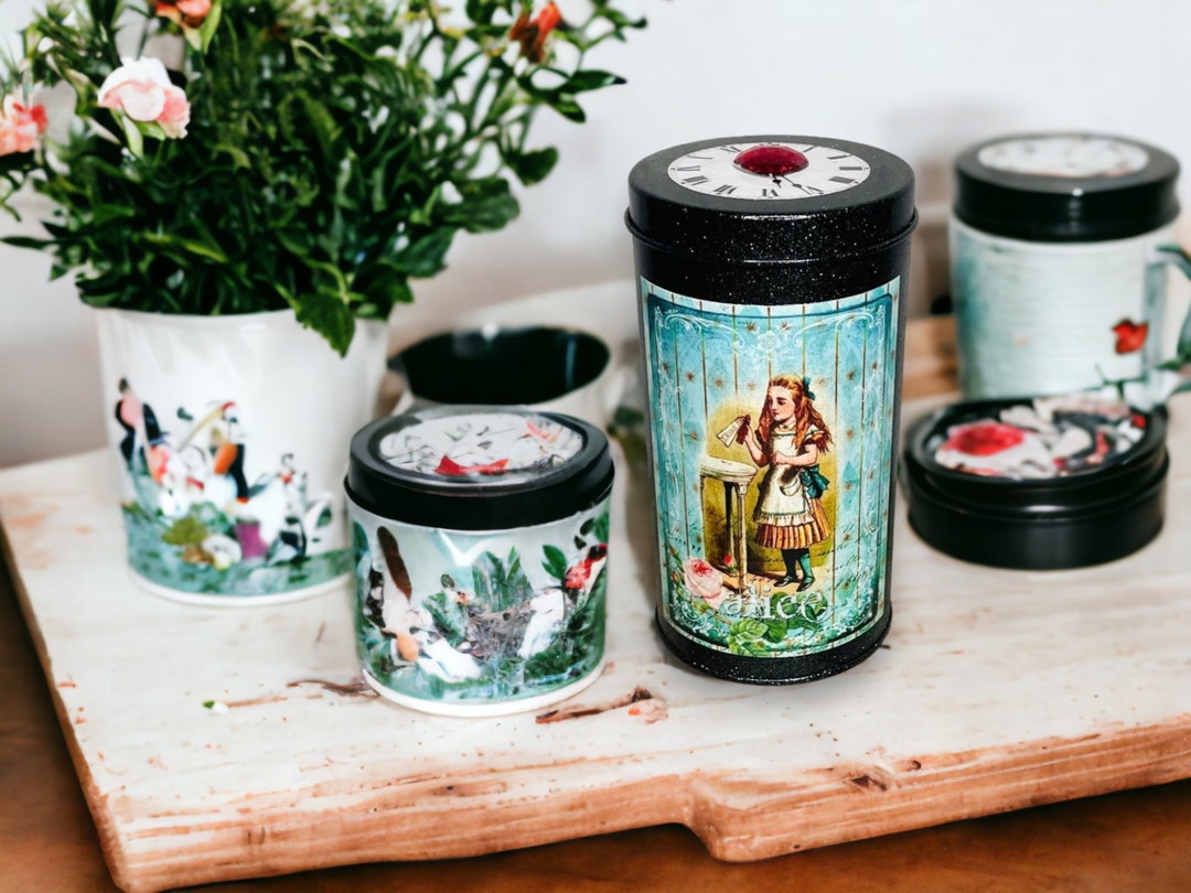 Black Alice in Wonderland Round Decorative Tea Tin/storage Tin - Etsy