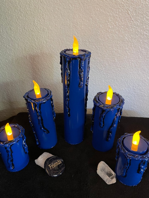 Blue LED Flameless Candle Set | Etsy