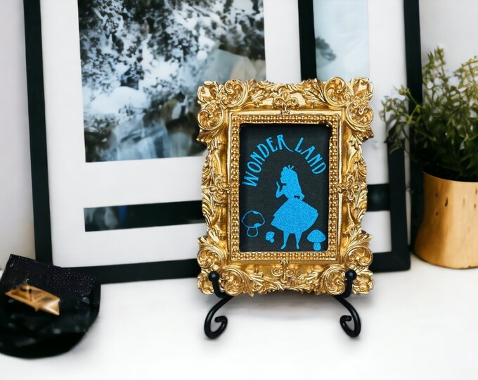 Blue Alice in Wonderland Gold Frame - Etsy