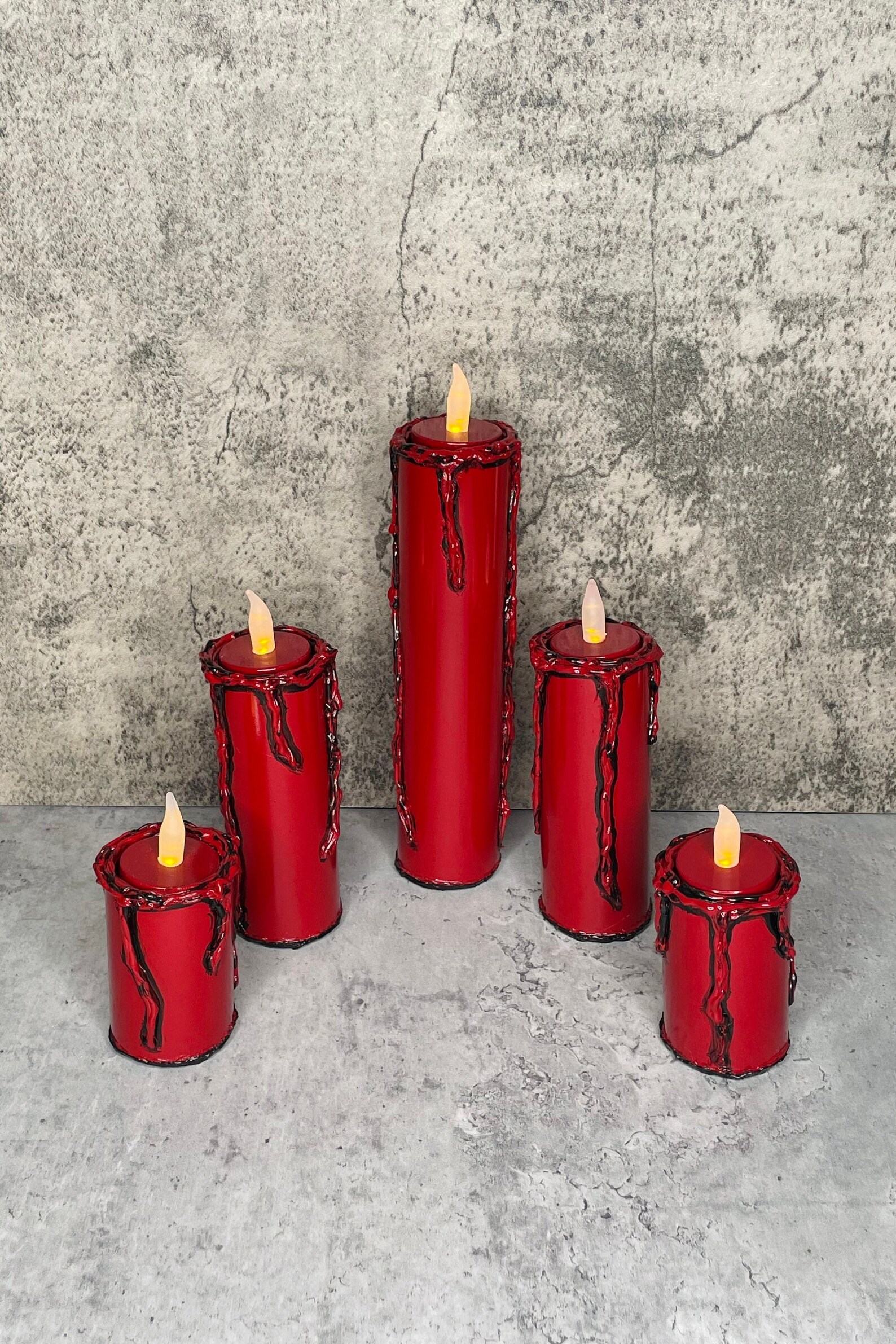 Red LED Flameless Candle Set - Etsy