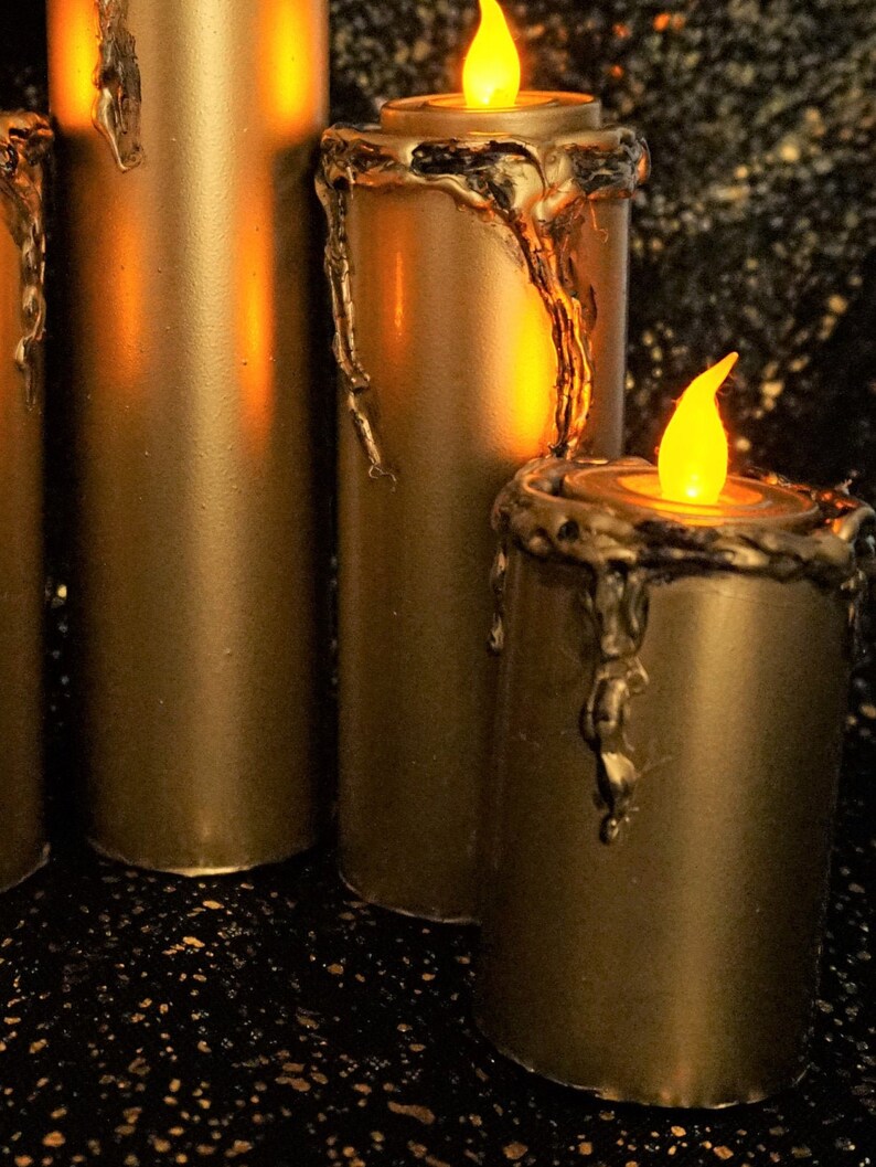 Gold LED Flameless Candle Set - Etsy