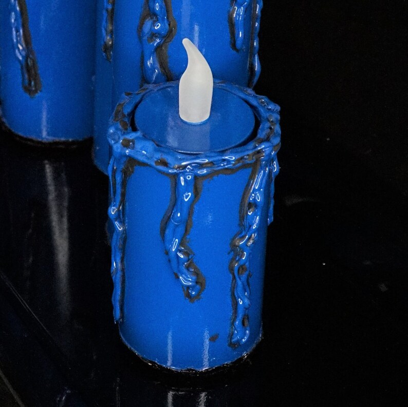 Blue LED Flameless Candle Set - Etsy