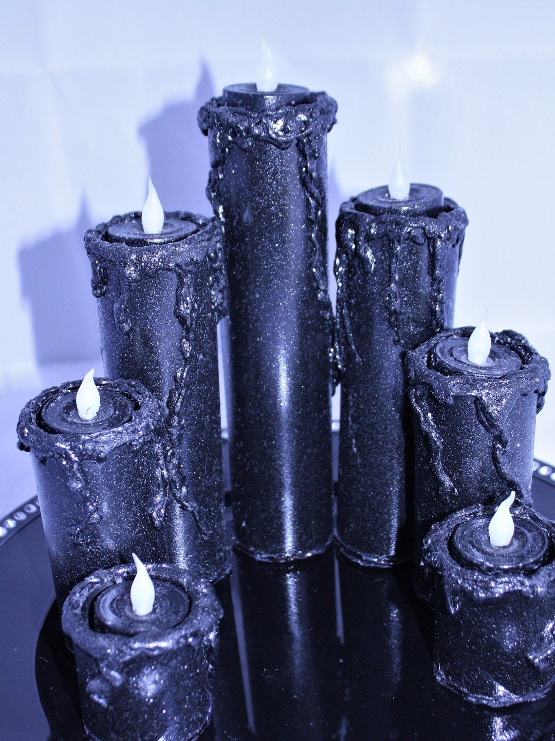 Black LED Flameless Candle Set - Etsy
