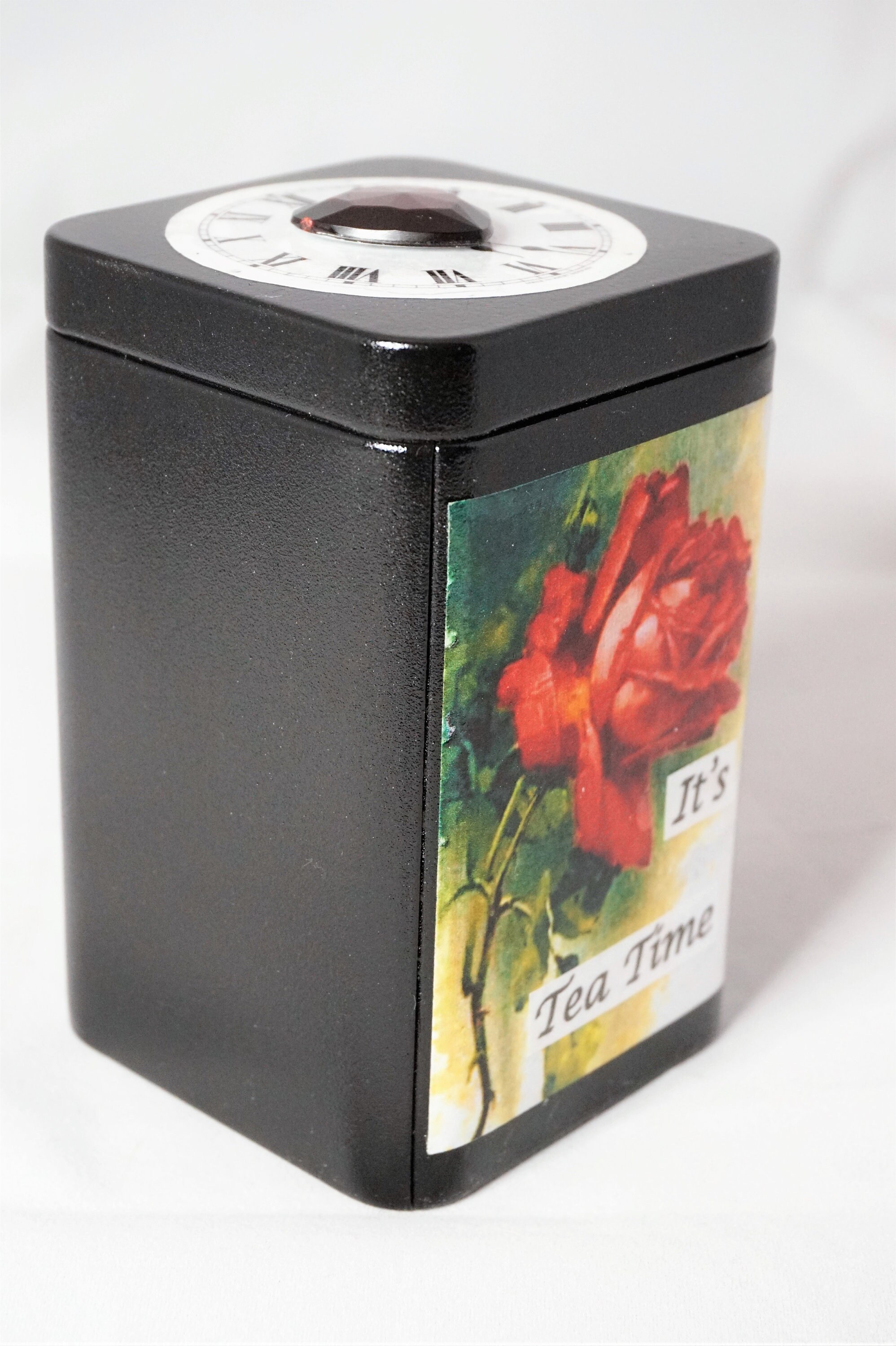 Black Alice in Wonderland Rose Decorative Tea Tin II/Storage Tin