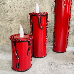 Red LED Flameless Candle Set - Etsy
