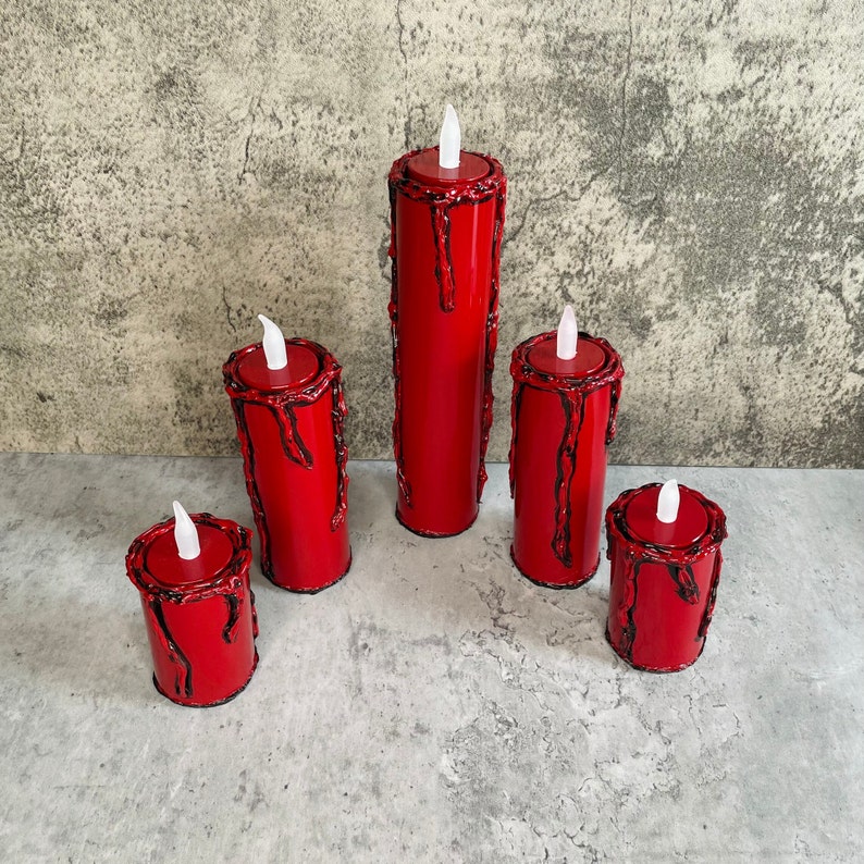 Red LED Flameless Candle Set - Etsy