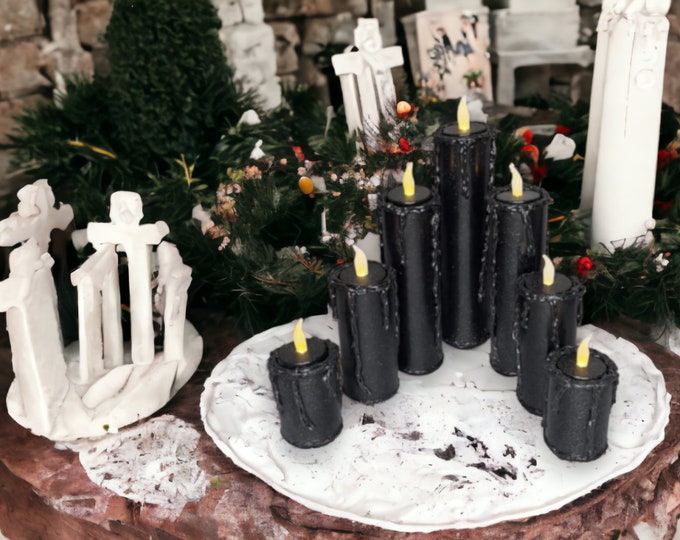 Black LED Flameless Candle Set - Etsy