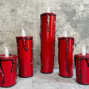 Red LED Flameless Candle Set - Etsy