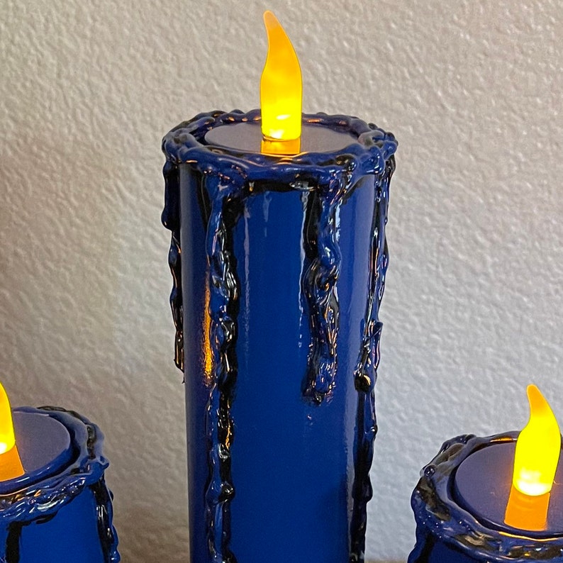 Blue LED Flameless Candle Set - Etsy