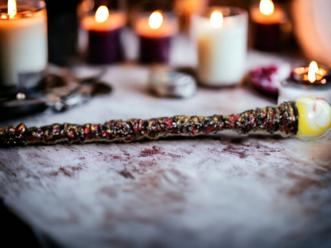 Red & Yellow Fairy Wand: White Marble, Gold Glitter - Harry Potter ...