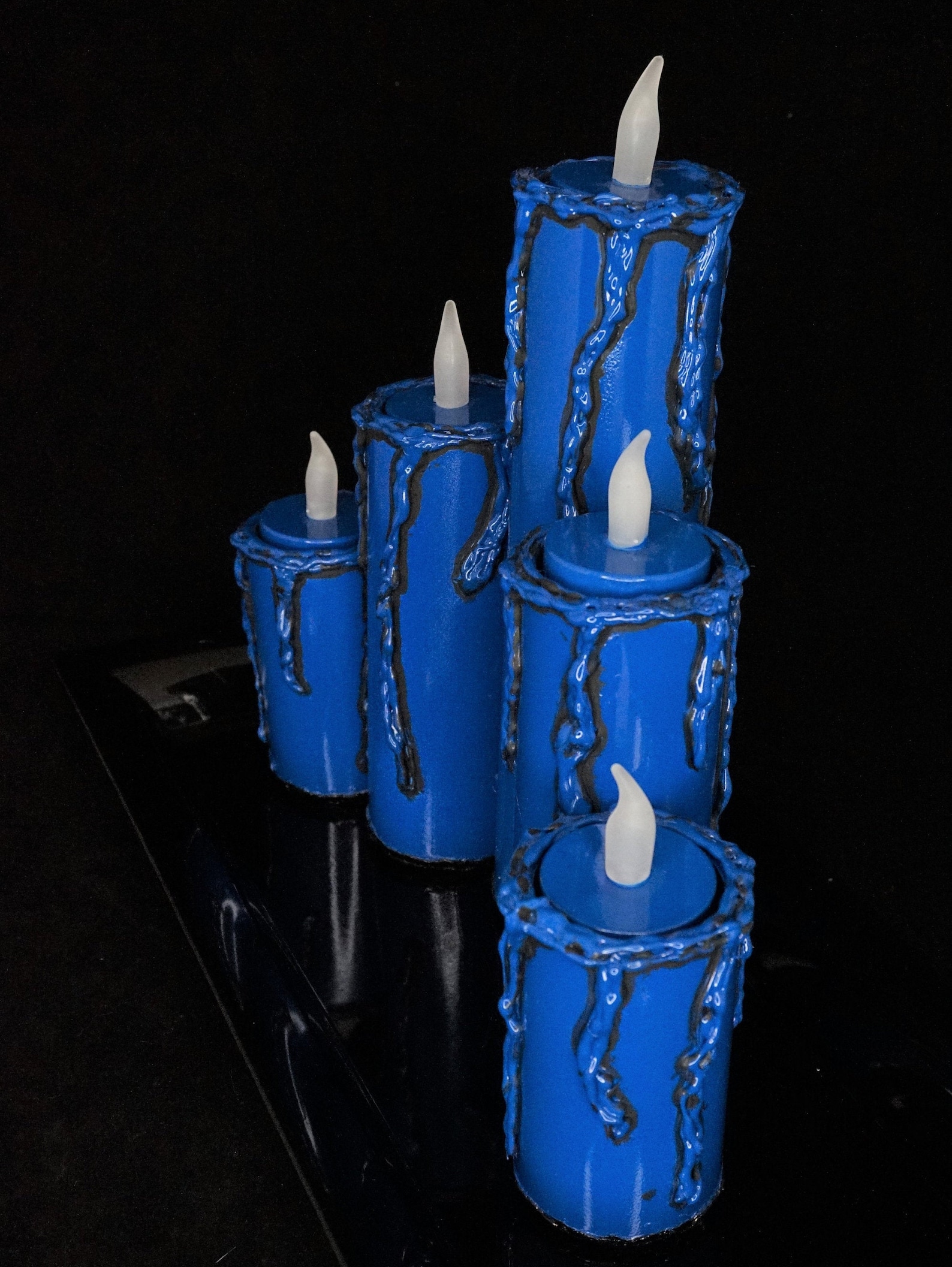 Blue LED Flameless Candle Set | Etsy