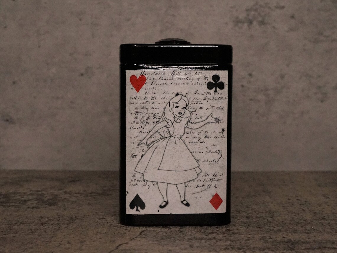 Black Alice in Wonderland Decorative Tea Tin/storage Tin - Etsy
