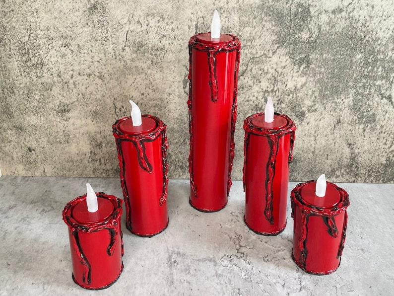 Red LED Flameless Candle Set - Etsy