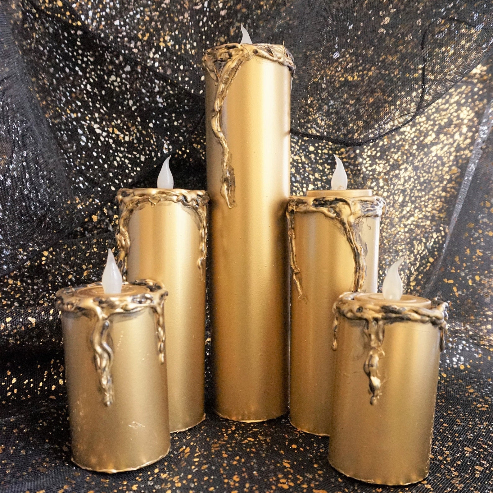 Gold LED Flameless Candle Set - Etsy