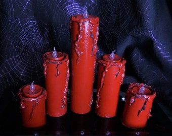 Red and Gold LED Flameless Candle Set - Etsy