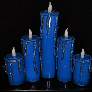 Blue LED Flameless Candle Set - Etsy