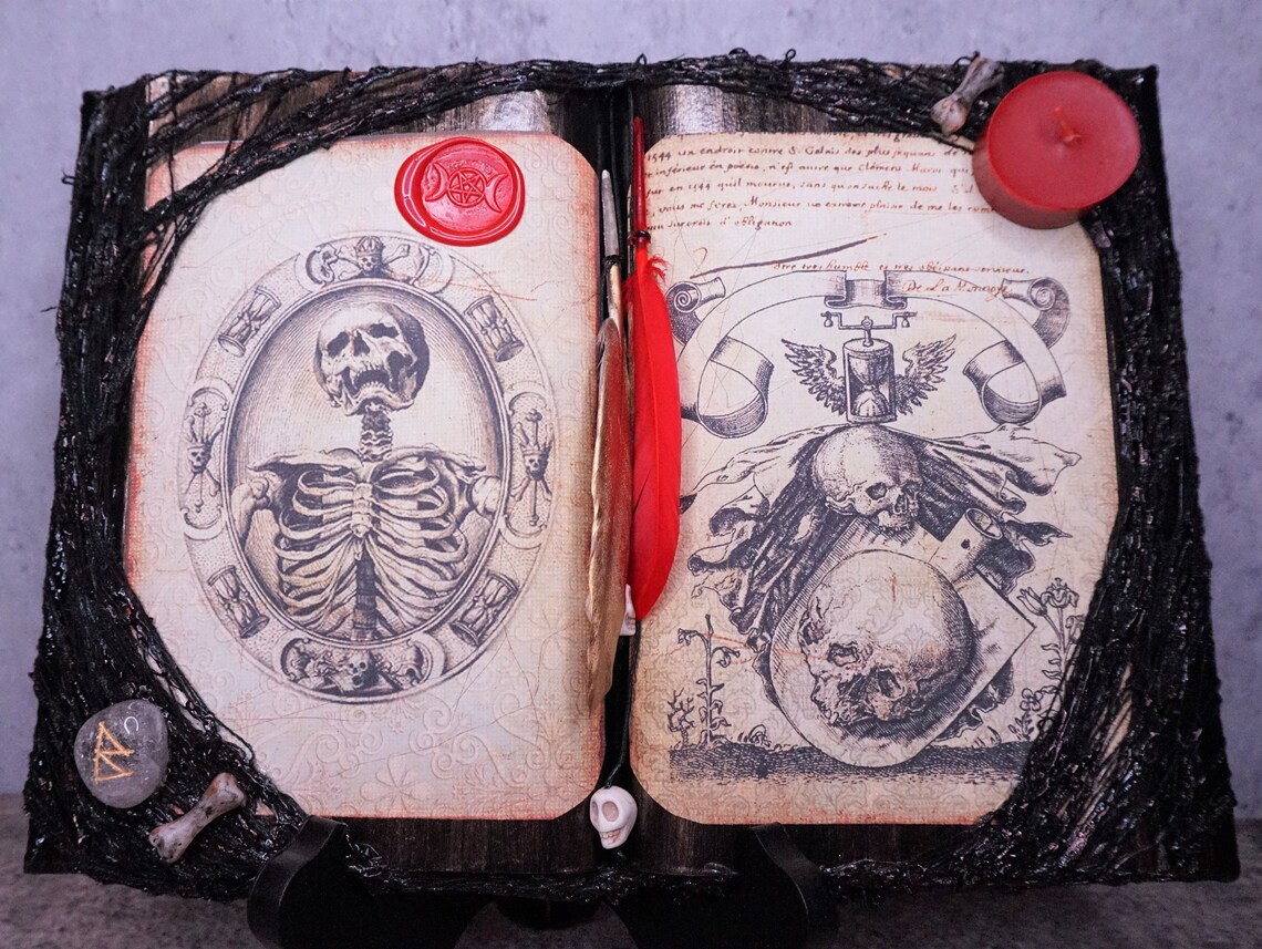 Skeleton Themed Open Spell Book - Etsy